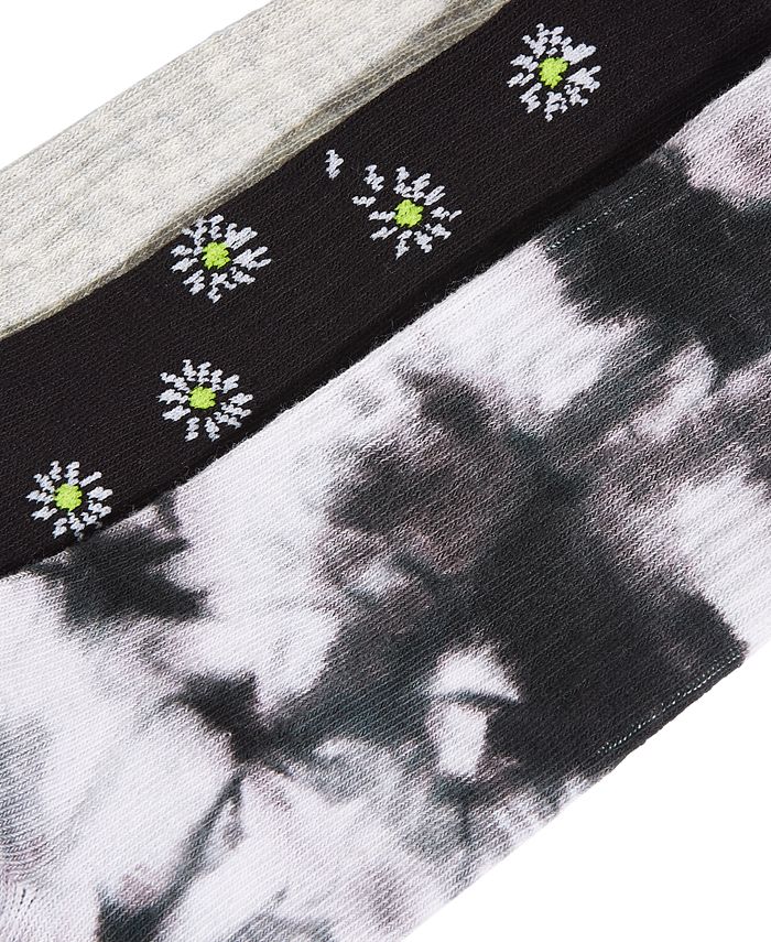 Jenni Women's 3pk Daisy & Tie-Dyed Crew Socks, Created for Macy's - Macy's
