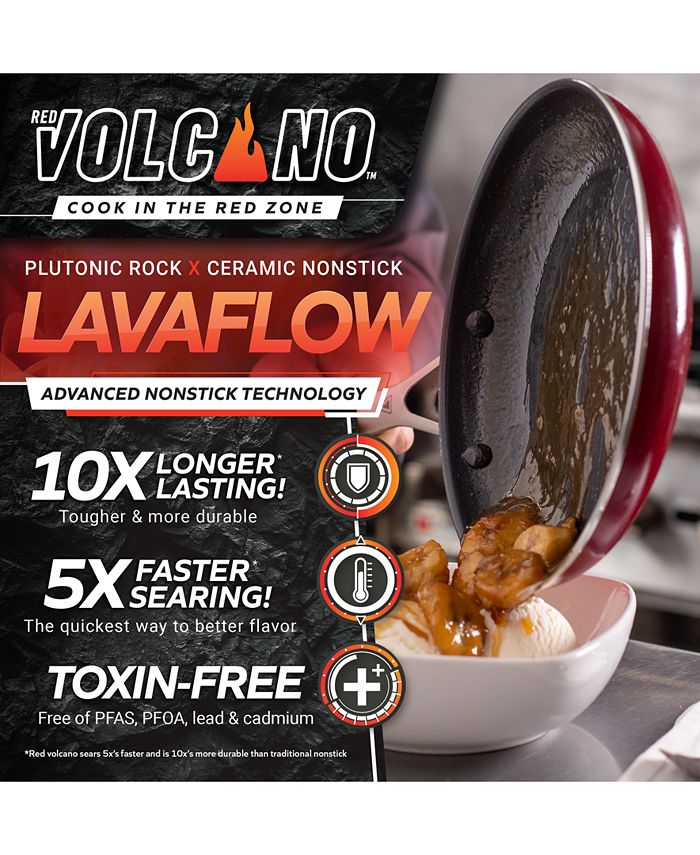 Red Volcano Lavaflow Ceramic Nonstick 10-Pc. Cookware Set - Macy's