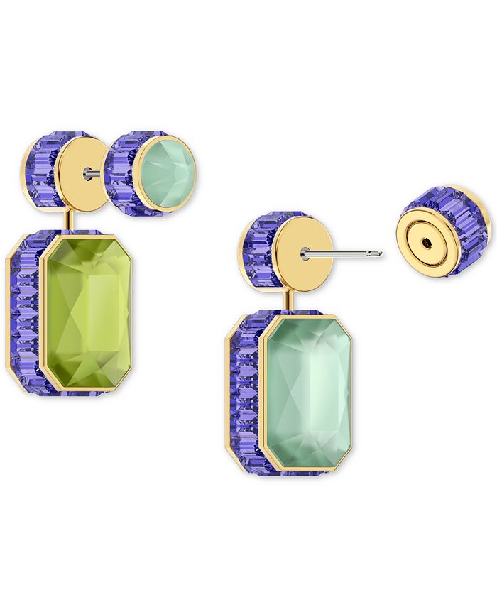 Swarovski Gold-Tone Crystal Reversible Front & Back Earrings - Macy's