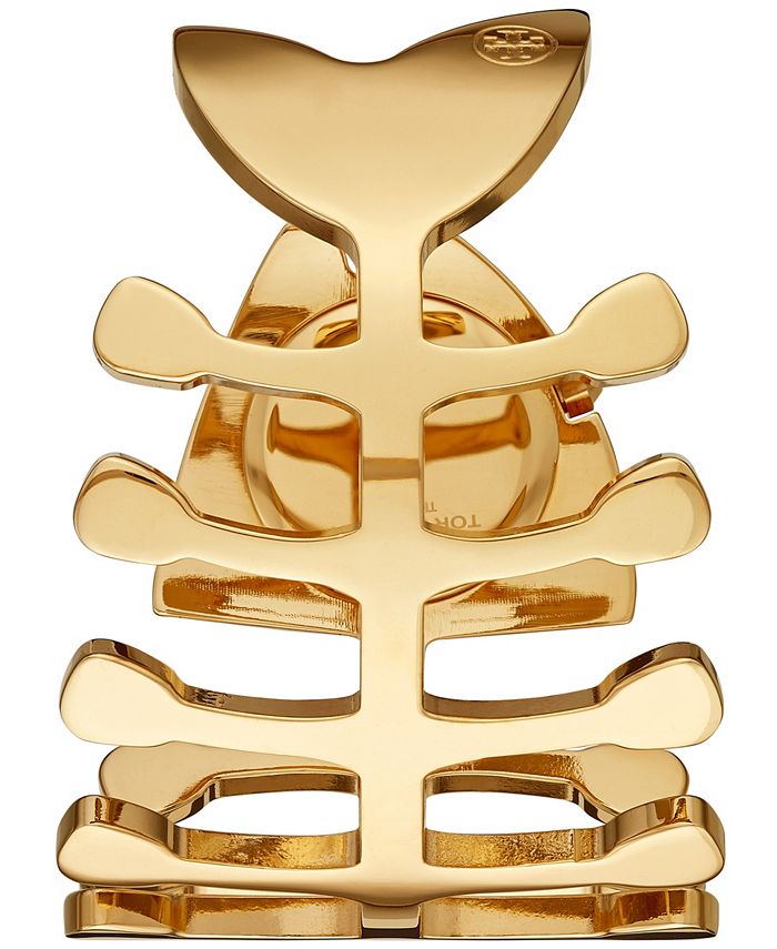 Tory Burch Women's Fishbone Gold-Tone Stainless Steel Bracelet Watch ...