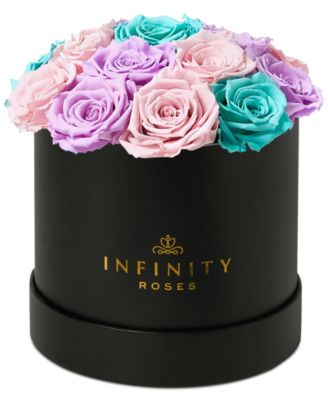 Infinity Roses Round Box of 16 Pastel Ombre Real Roses, Preserved To ...