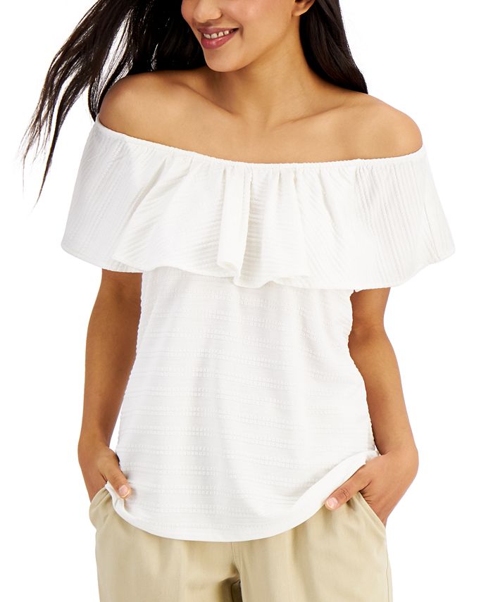 Style & Co Ruffled Off-The-Shoulder Top, Created for Macy's - Macy's