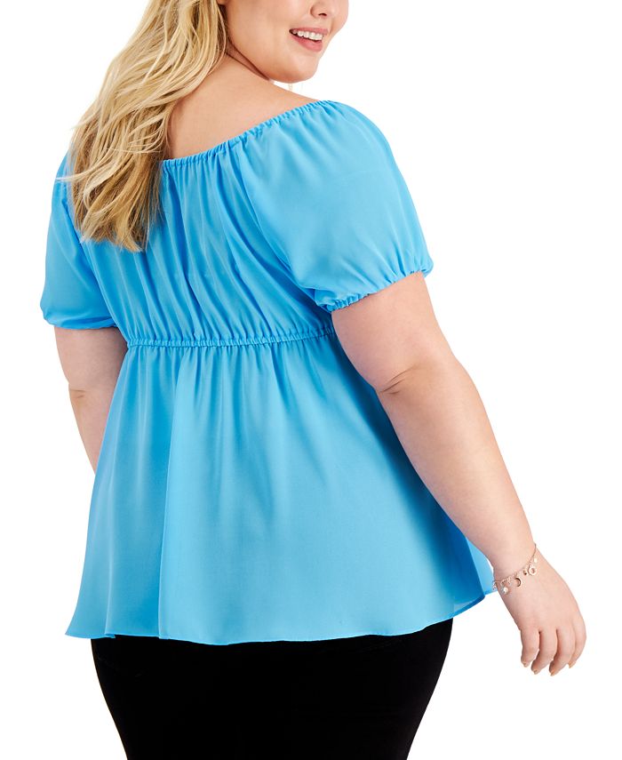 Kiss & Tell Plus Trendy Empire-Waist Drawstring Top - Macy's