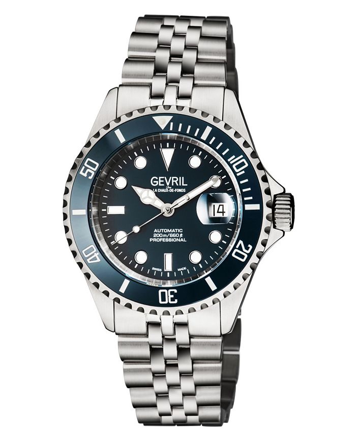 Gevril Men's Wall Street Swiss Automatic Stainless Steel Bracelet Watch ...
