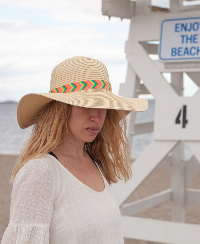 Shady Lady Neon Lady Women's Packable Adjustable Straw Beach Hat with ...