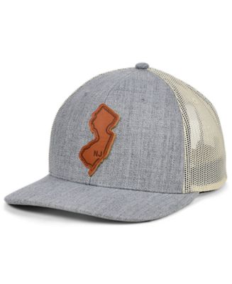 Local Crowns New Jersey Heather Leather State Patch Curved Trucker Cap ...