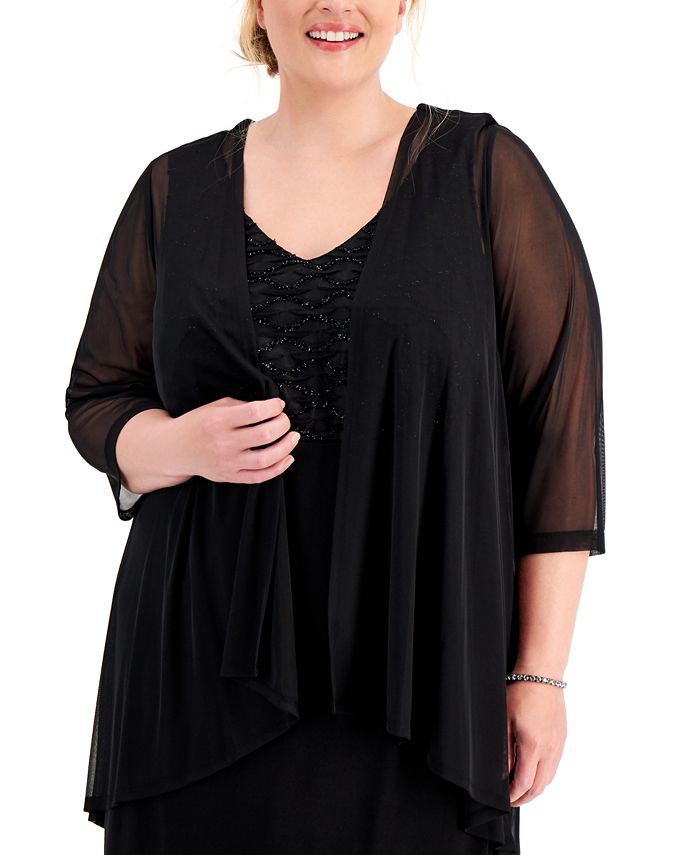 Connected Plus Size Dress & Chiffon Jacket Set - Macy's