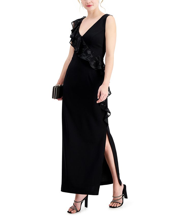 Connected Ruffled Side-Slit Gown - Macy's
