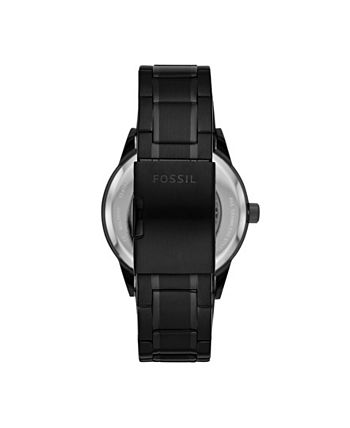 Fossil Men's Flynn Automatic Black Stainless Steel Watch 48mm - Macy's