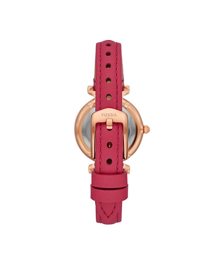 Fossil Women's Carlie Mini Rose Gold tone 3 hand movement, fuschia ...