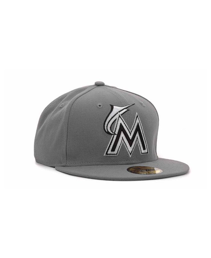 New Era Miami Marlins MLB Gray BW 59FIFTY Cap - Macy's
