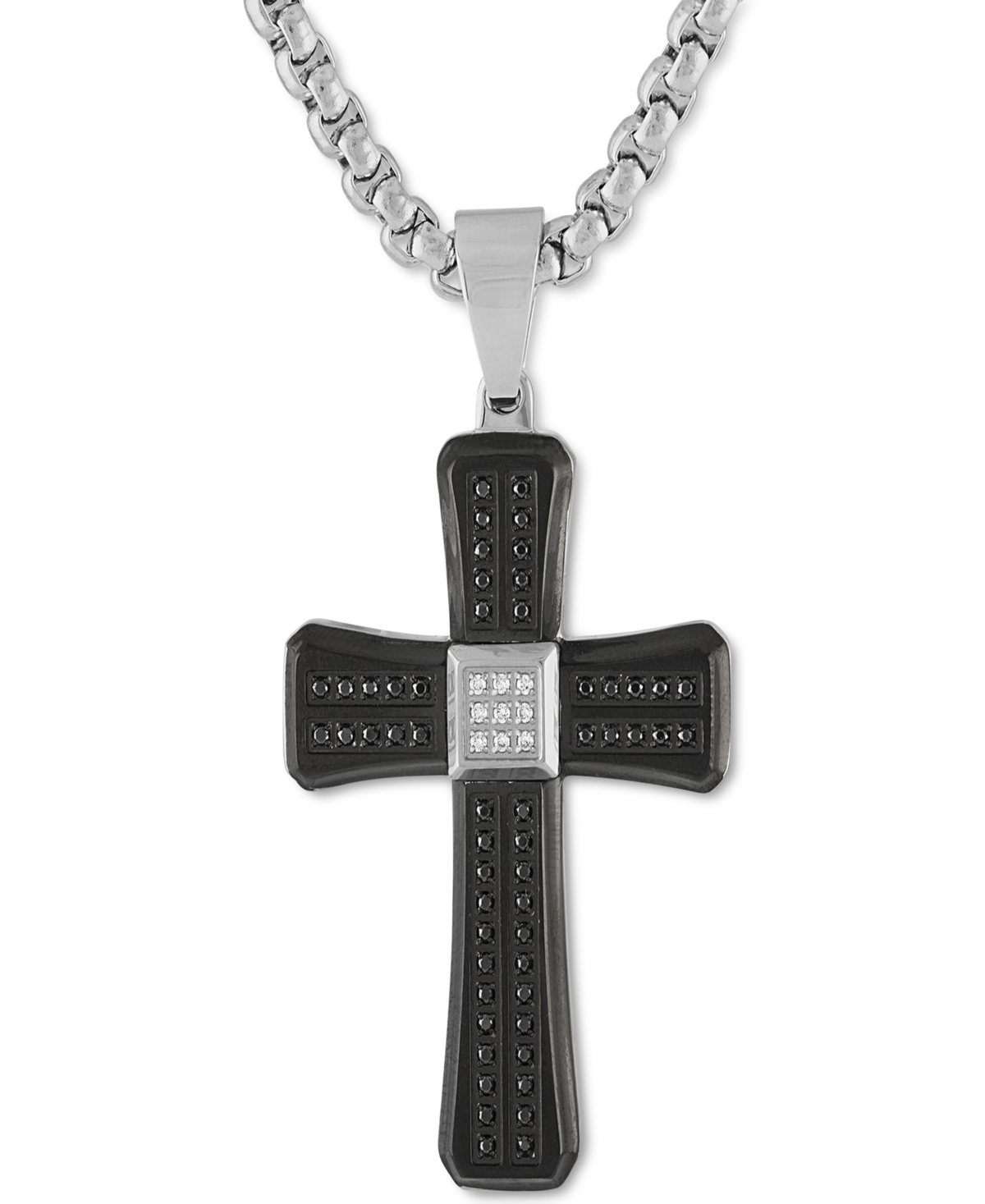 Click here for Mens Black & White Diamond Cross 22 Pendant Neckla... prices