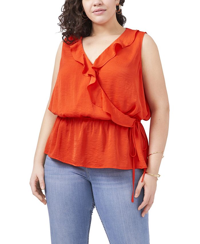 Vince Camuto Plus Size Ruffle Wrap Front Blouse - Macy's