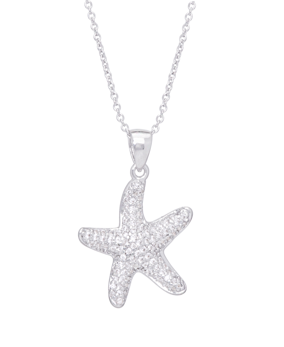 Click here for Cubic Zirconia Starfish Pendant 18 Necklace in Sil... prices
