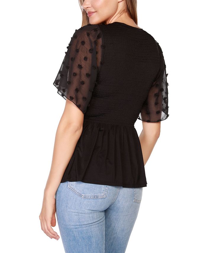 Belldini Black Label Smocked Peplum Top & Reviews - Tops - Women - Macy's