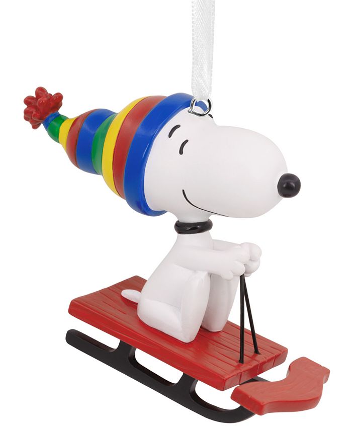 Hallmark Peanuts Snoopy Sledding Christmas Ornament - Macy's