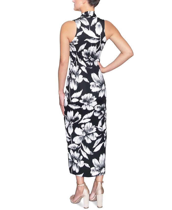 RACHEL Rachel Roy Bret Floral-Print Faux-Wrap Midi Dress - Macy's