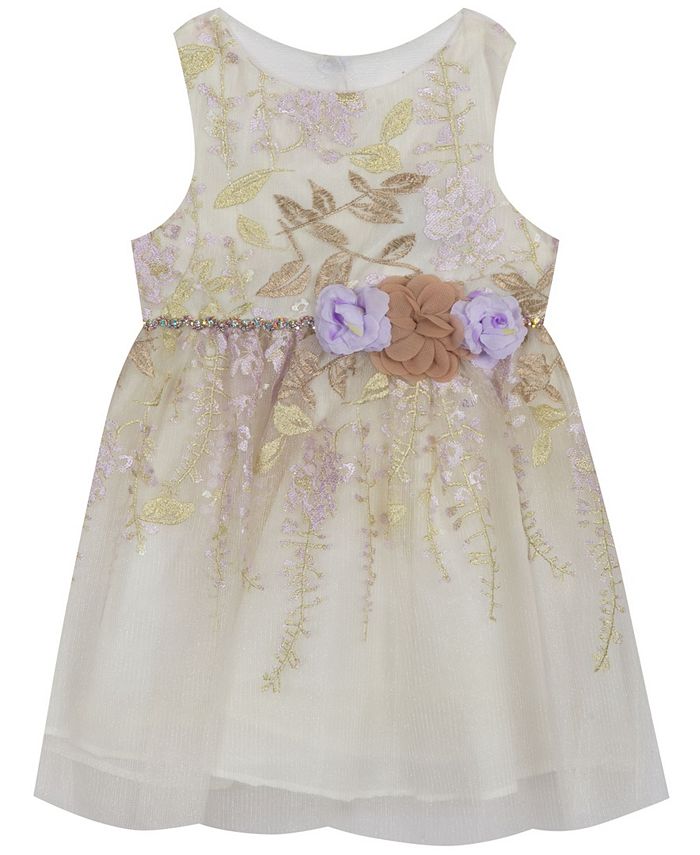 Rare Editions Infant Girls Floral Embroidered Dress - Macy's
