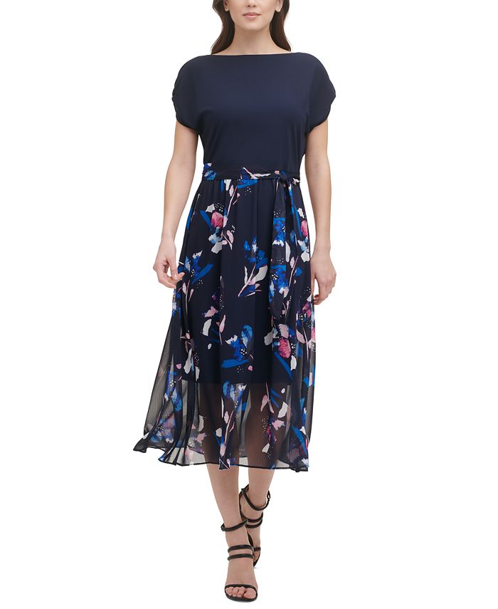 DKNY Colorblocked Tie-Waist Dress - Macy's