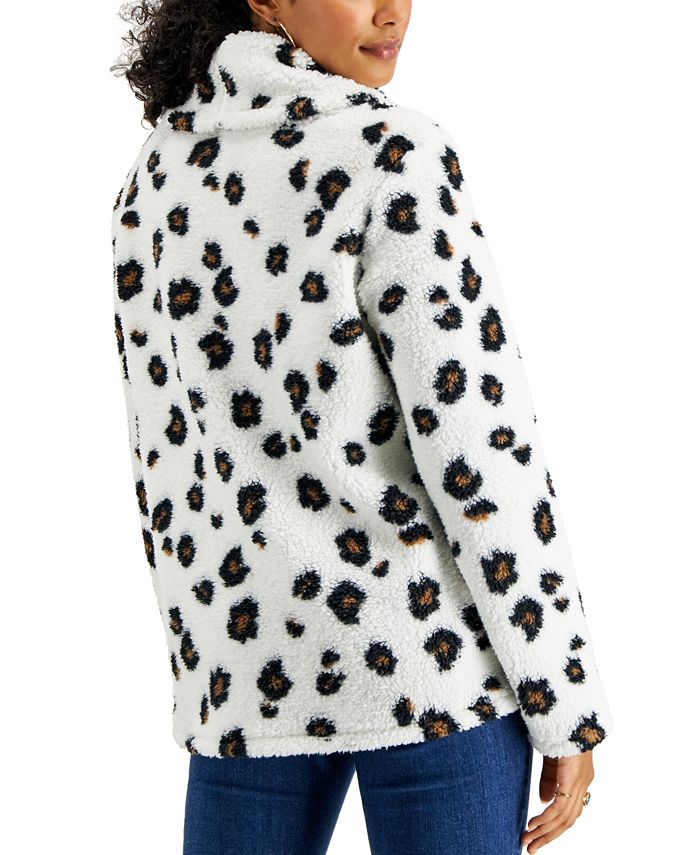 Style & Co Cheetah Print Sherpa Top, Created for Macy's - Macy's
