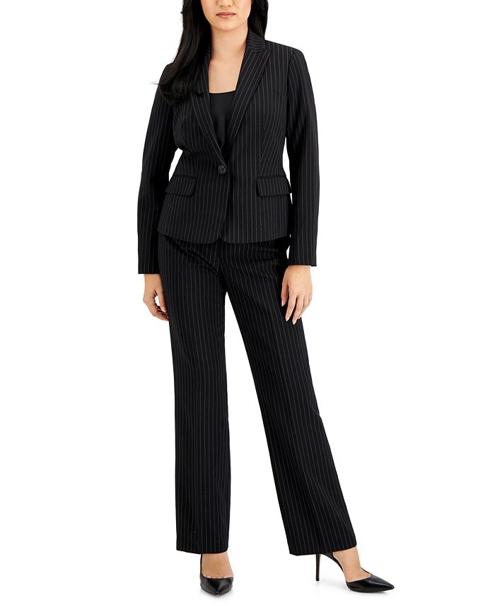 Le Suit Pinstriped Pantsuit, Regular & Petite Sizes - Macy's
