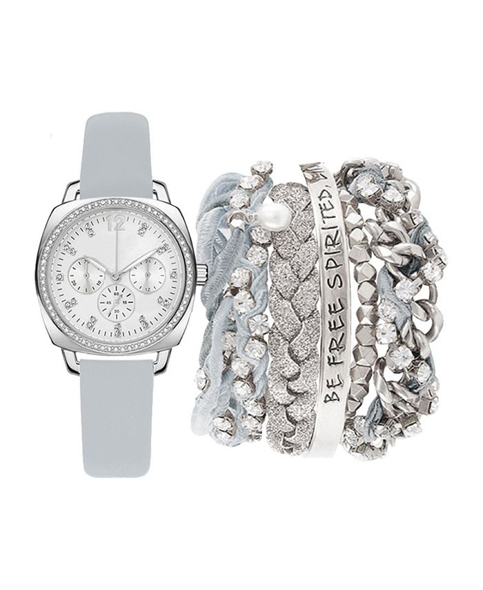 Jessica Carlyle Women's Analog Gray Strap Watch 34mm with Silver-Tone ...