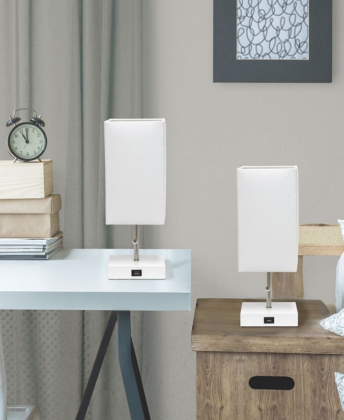 Simple Designs Petite Stick Lamp with USB Charging Port, Set of 2 - Macy's