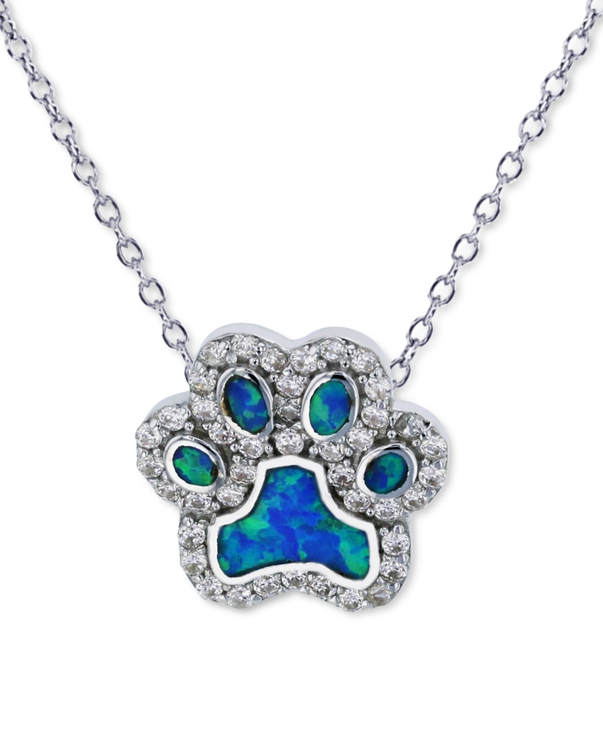 Click here for Lab-Grown Blue Opal & Cubic Zirconia Paw 18 Pendan... prices