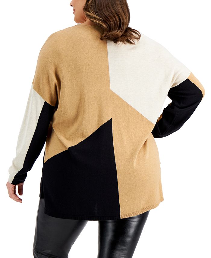 INC International Concepts Plus Size Colorblocked Sweater, Created for ...