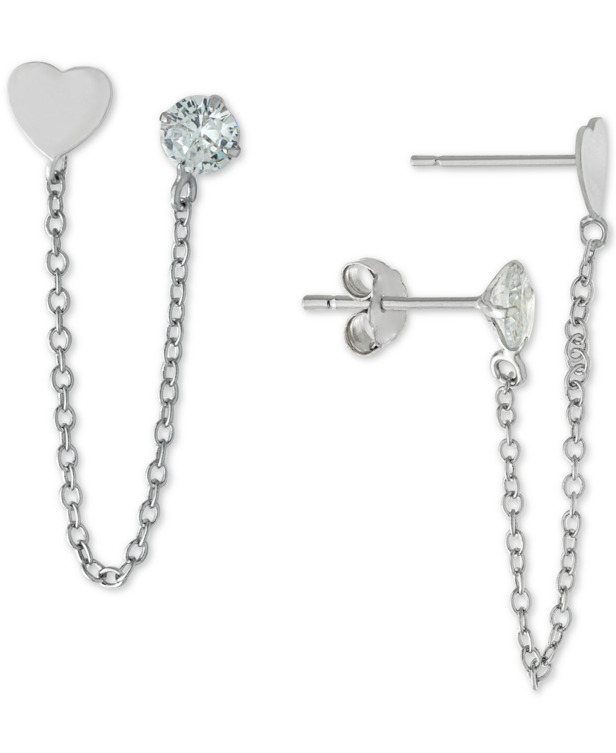Click here for Chain-Connected Heart & Cubic Zirconia Double Stud... prices