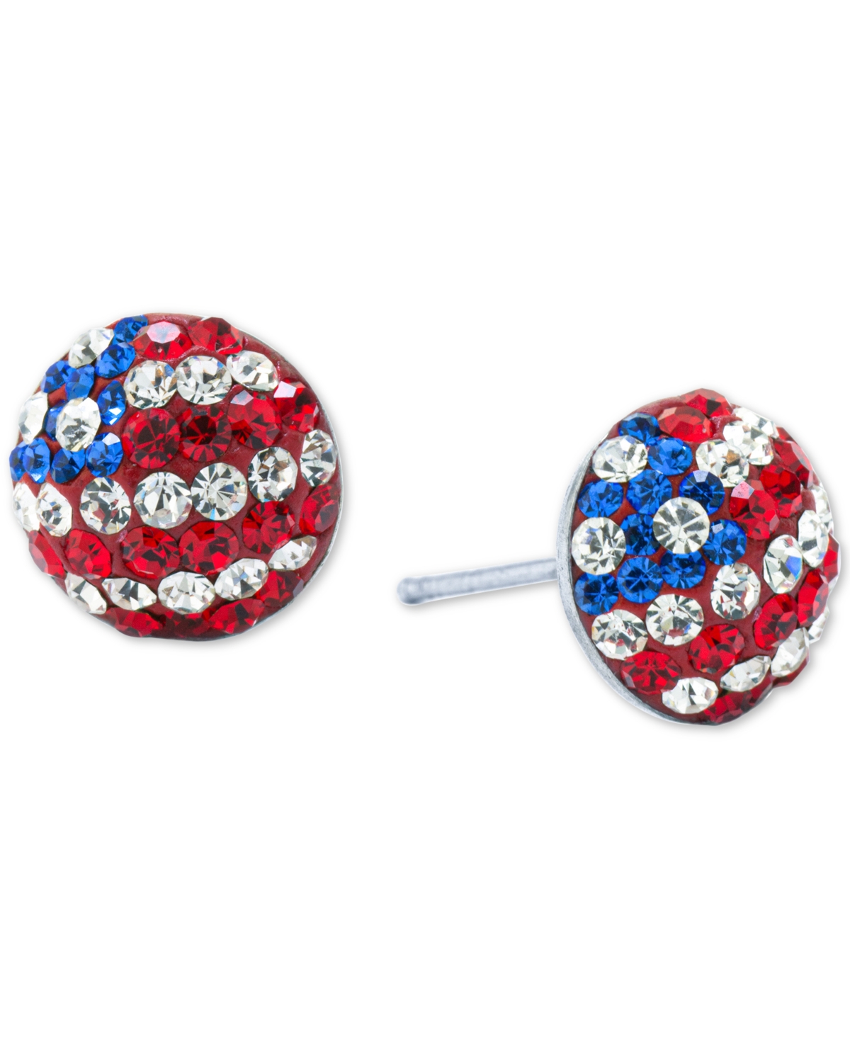 Click here for Red  White  & Blue Cubic Zirconia Pave Flag Stud E... prices