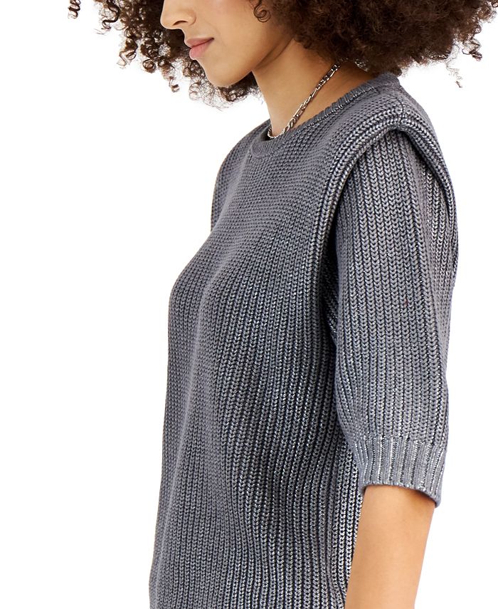 INC International Concepts Metallic Extended-Shoulder Sweater, Created ...