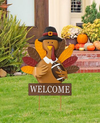 Glitzhome Thanksgiving Turkey Yard Stake or Hanging Wall Decor, 30 ...