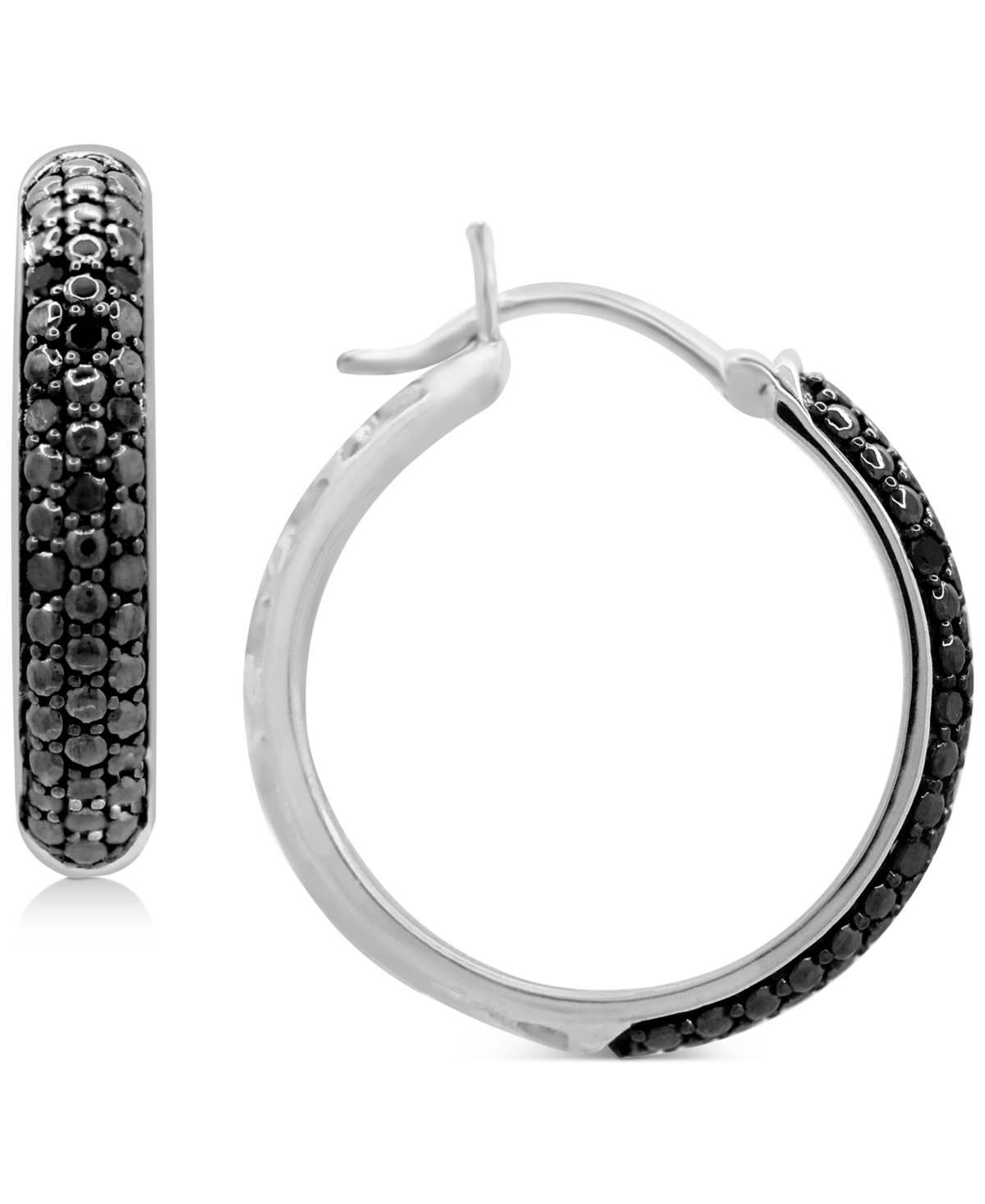 Click here for Black Diamond Hoop Earrings (1/6 ct. t.w.) in Ster... prices