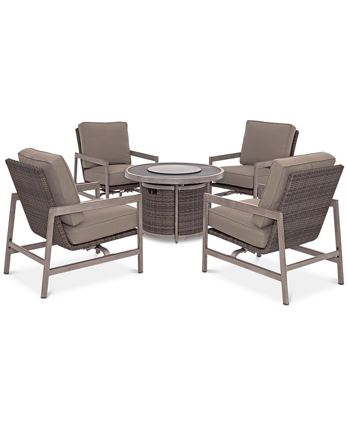 Agio CLOSEOUT! Charleston Outdoor 5-Pc. Chat Set (1 Fire Pit & 4 Rocker ...