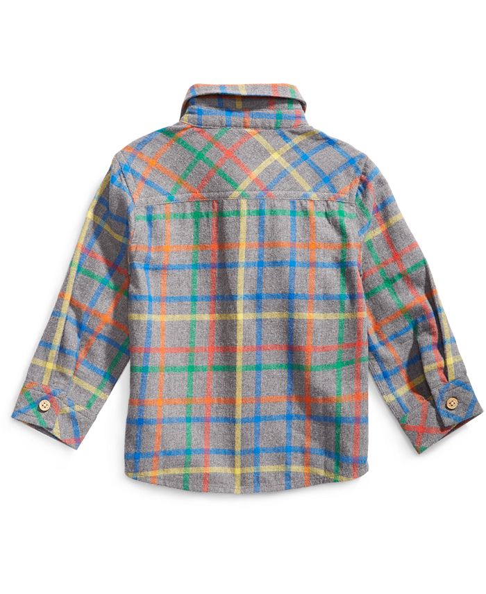 First Impressions Baby Boys Cotton Multi-Color Plaid Flannel Shirt, Created for Macy's - Macy's