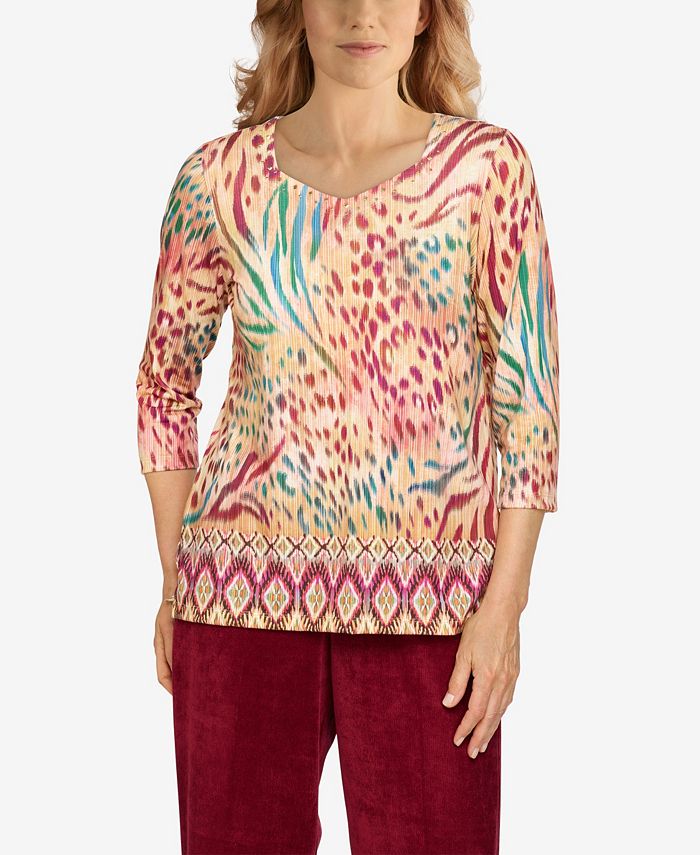 Alfred Dunner Women's Missy Classics Animal Print Top - Macy's