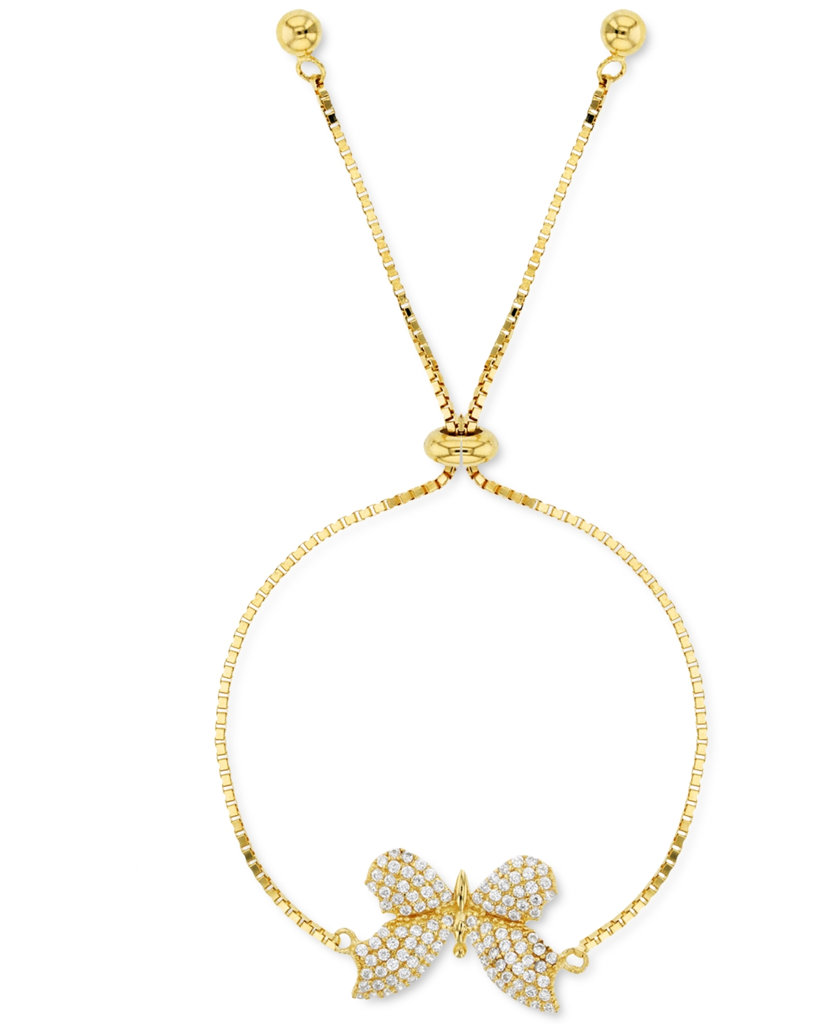 Click here for Cubic Zirconia Pave Butterfly Bolo Bracelet - 14k... prices