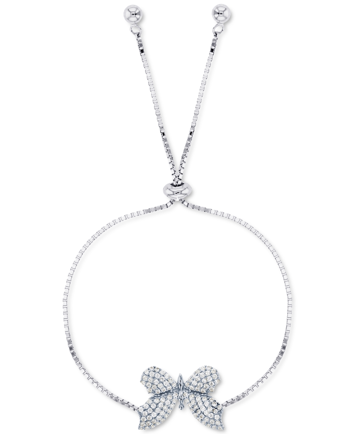 Click here for Cubic Zirconia Pave Butterfly Bolo Bracelet - Ster... prices
