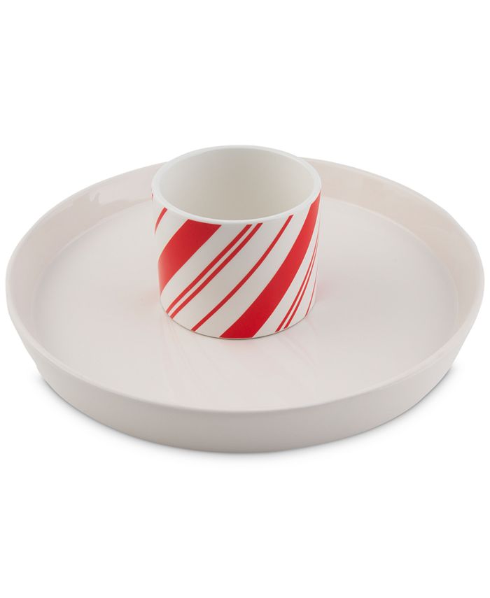 Thirstystone Ceramic Peppermint Twist Cake Stand/Chip 'n Dip - Macy's