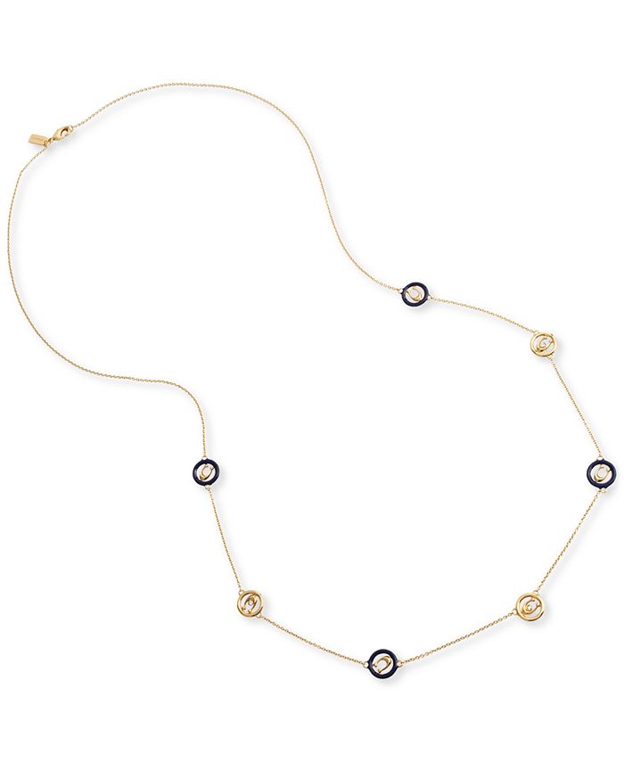 COACH Gold-Tone Signature C Enamel 32" Long Station Necklace - Macy's