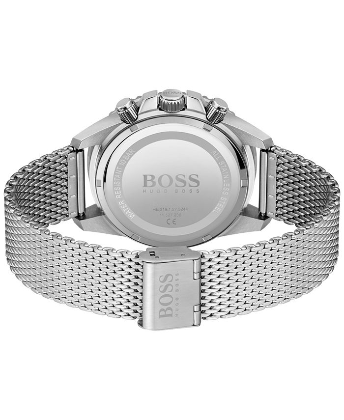 BOSS Men's Chronograph Admiral Stainless Steel Mesh Bracelet Watch 45mm ...