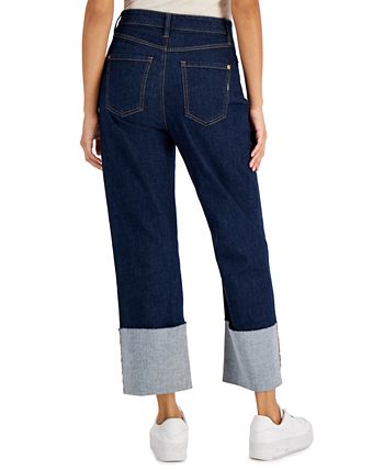 INC International Concepts Women's Wide-Cuff Straight-Leg Jeans ...