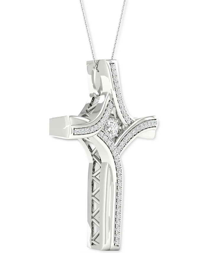 Macy's Twinkling Diamond Star Diamond Cross 18' Pendant Necklace (1/5 ...