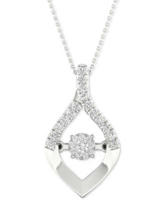 Twinkling Diamond Star Diamond Wishbone 18" Pendant Necklace (1/5 ct. t ...