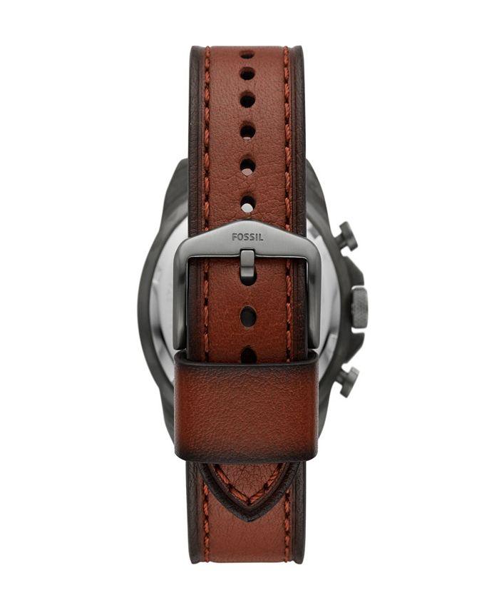 Fossil Men's Bronson Chronograph Brown Leather Strap Watch 44mm - Macy's