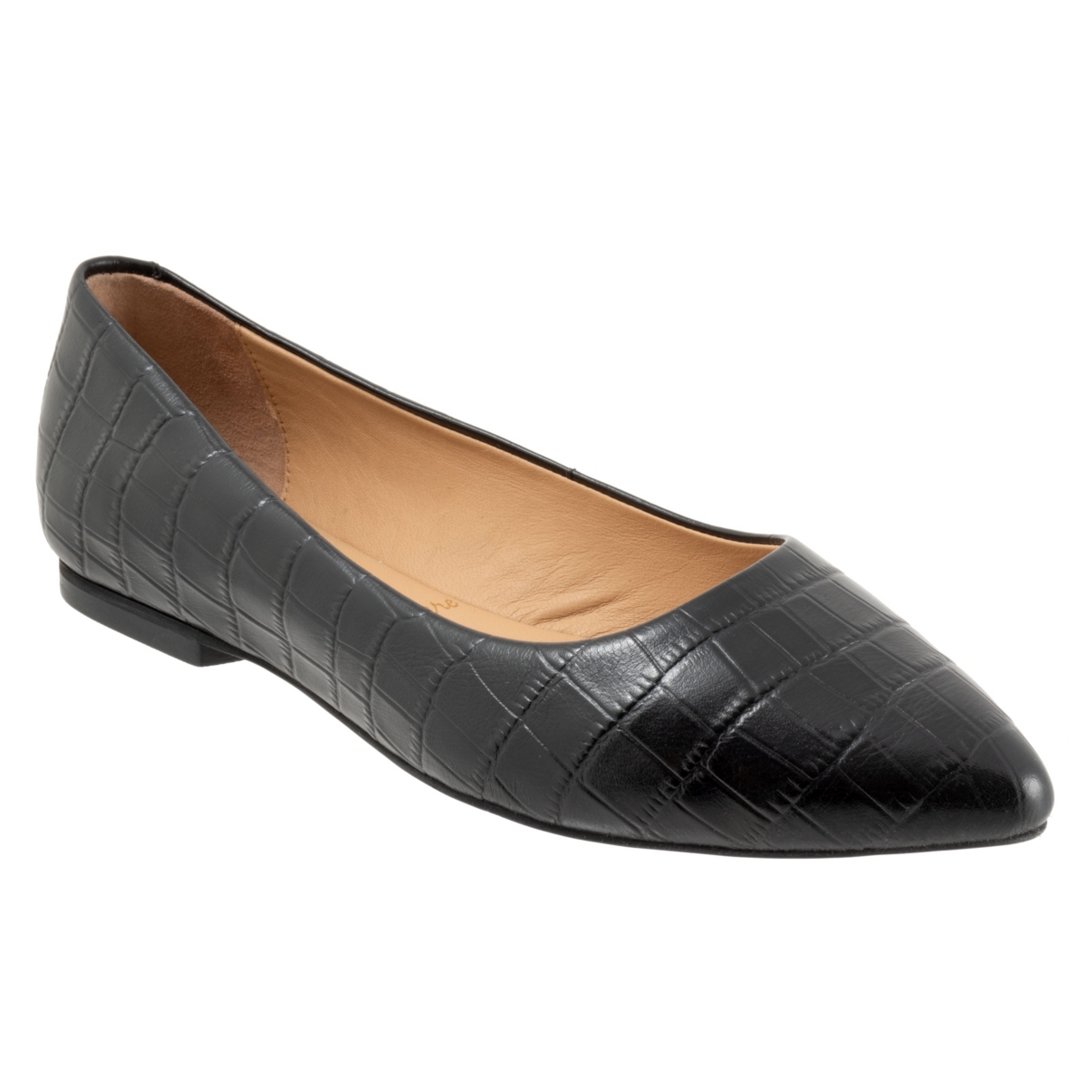 Click here for Trotters Estee Flat - Black croco prices