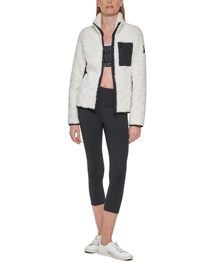 Calvin Klein Women's Diamond-Pattern Fleece Jacket & Reviews - Jackets ...