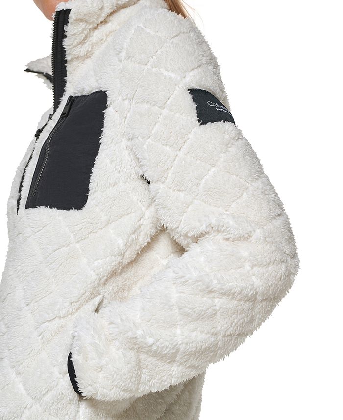 Calvin Klein Women's Diamond-Pattern Fleece Jacket & Reviews - Jackets ...