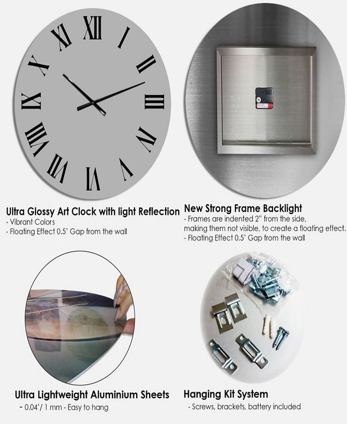 Design Art Designart Oversized Farmhouse Round Metal Wall Clock - 36 x ...